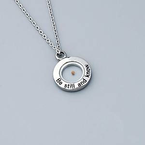 WUSUANED Mustard Seed Faith Necklace Seed Charm with Bible Verse Inscription Christian Pendant Religious Jewelry Inspirational Christian Gift for Women (be still & know necklace S)