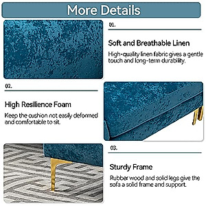 Olela Sectional Couch Velvet Upholstered U Shaped Modular Sectional Sofa with Golden Metal Legs for Living Room (Teal Blue)