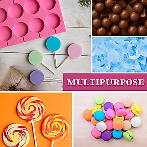 Fusang 2Pcs 8 Capacity Silicone Lollipop Molds,Hard Candy Chocolate Sucker Mold with 20pcs 3.15 inch Lollypop Sucker Sticks,100pcs Candy Treat Bags,100pcs Gold Ties