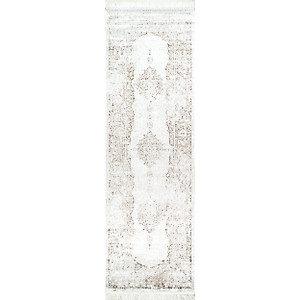 nuLOOM Cantrell Medallion 2x8 Runner Rug for Living Room Bedroom Dining Room Entryway Hallway Kitchen, Ivory/Beige