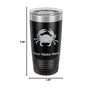 LaserGram 20oz Vacuum Insulated Tumbler Mug, Crab, Personalized Engraving Included (Black)
