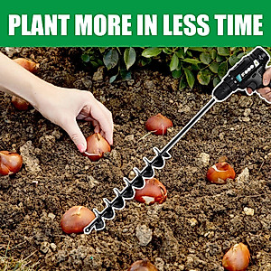 32" x 2" Extended Length Auger Drill Bit for Planting Bulb Flower & Bedding, Garden Plant Auger, No Need to Squat, Post Hole Digger for 3/8" Hex Drive Drill, Earth Auger Bulb Planter Tool