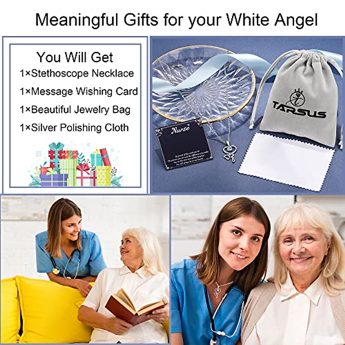 Tarsus Nurse Necklace for Women Stethoscope Necklace Nursing Gifts for Nurses Doctors Graduation Gifts for Medical Students Nurses