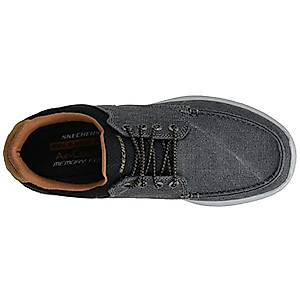 Skechers Men's Relaxed Fit-Elent-Mosen Boat Shoe, Black, 9.5 M US