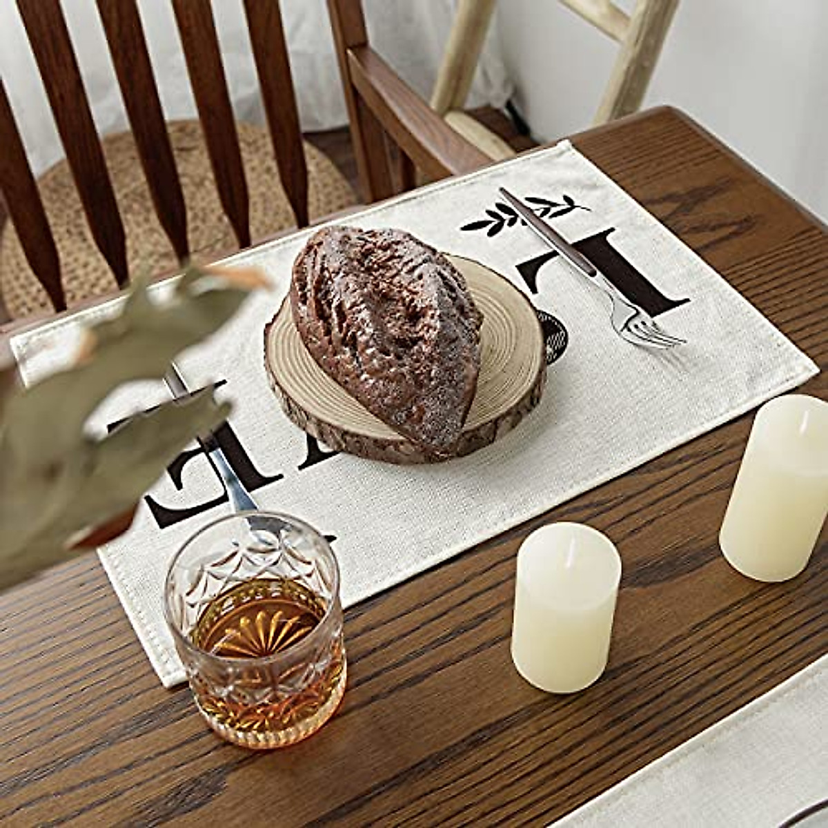 Artoid Mode Love Family Together Home Buffalo Plaid Placemats for Dining Table, 12 x 18 Inch Holiday Vintage Thanksgiving Washable Table Mat Set of 4