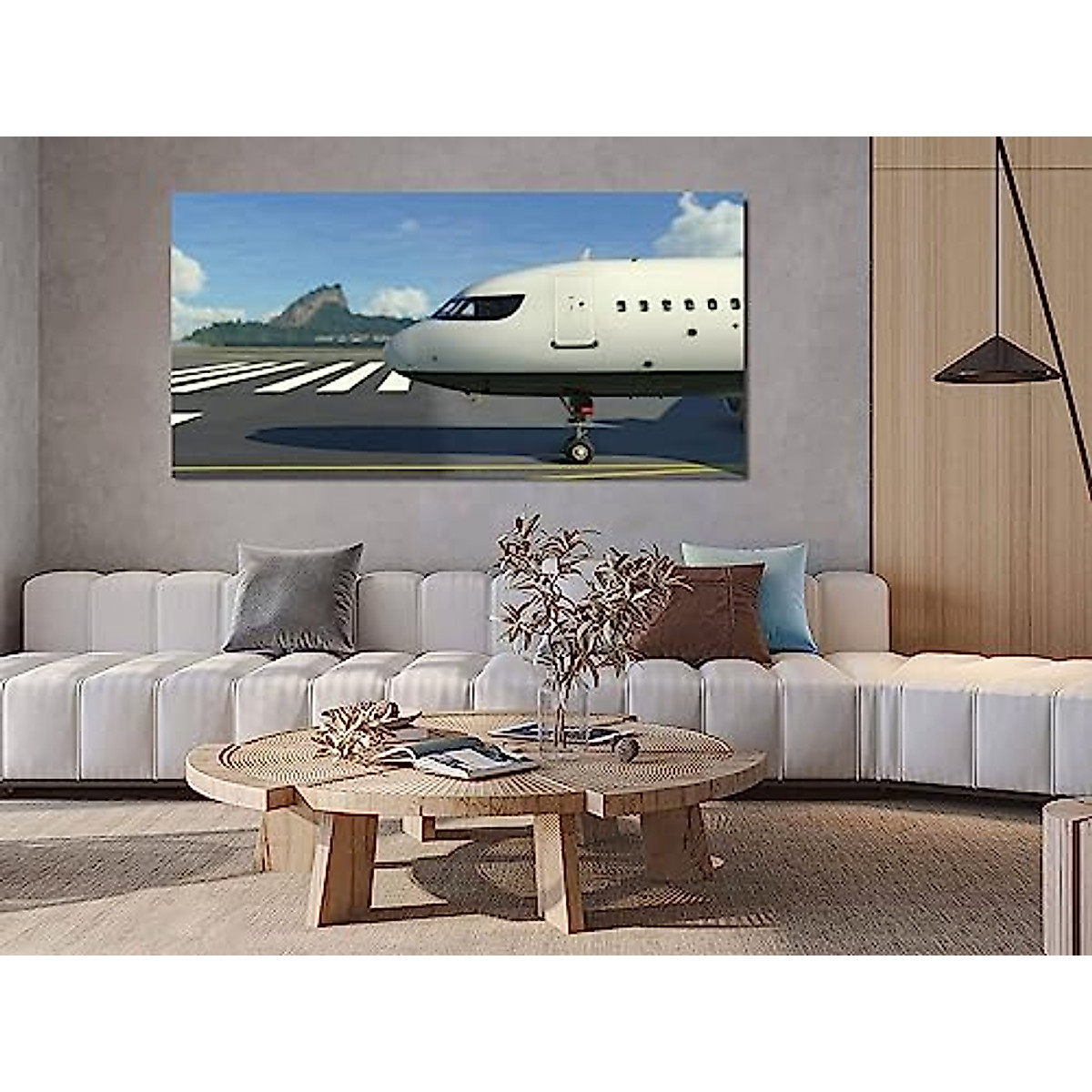 GDYAONCA Modern Canvas Painting Artwork Comercial plane prepare to off de Janeiro Wall Art Poster for Living Room Bedroom Home Office Wall Decor Extra Large Size 60"x 30"
