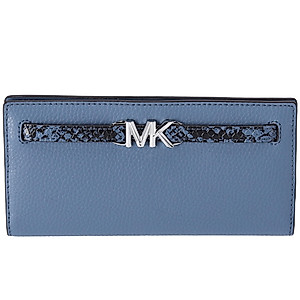 Michael Kors Reed Large Bifold Wallet Denim Blue Leather Exotic Multi