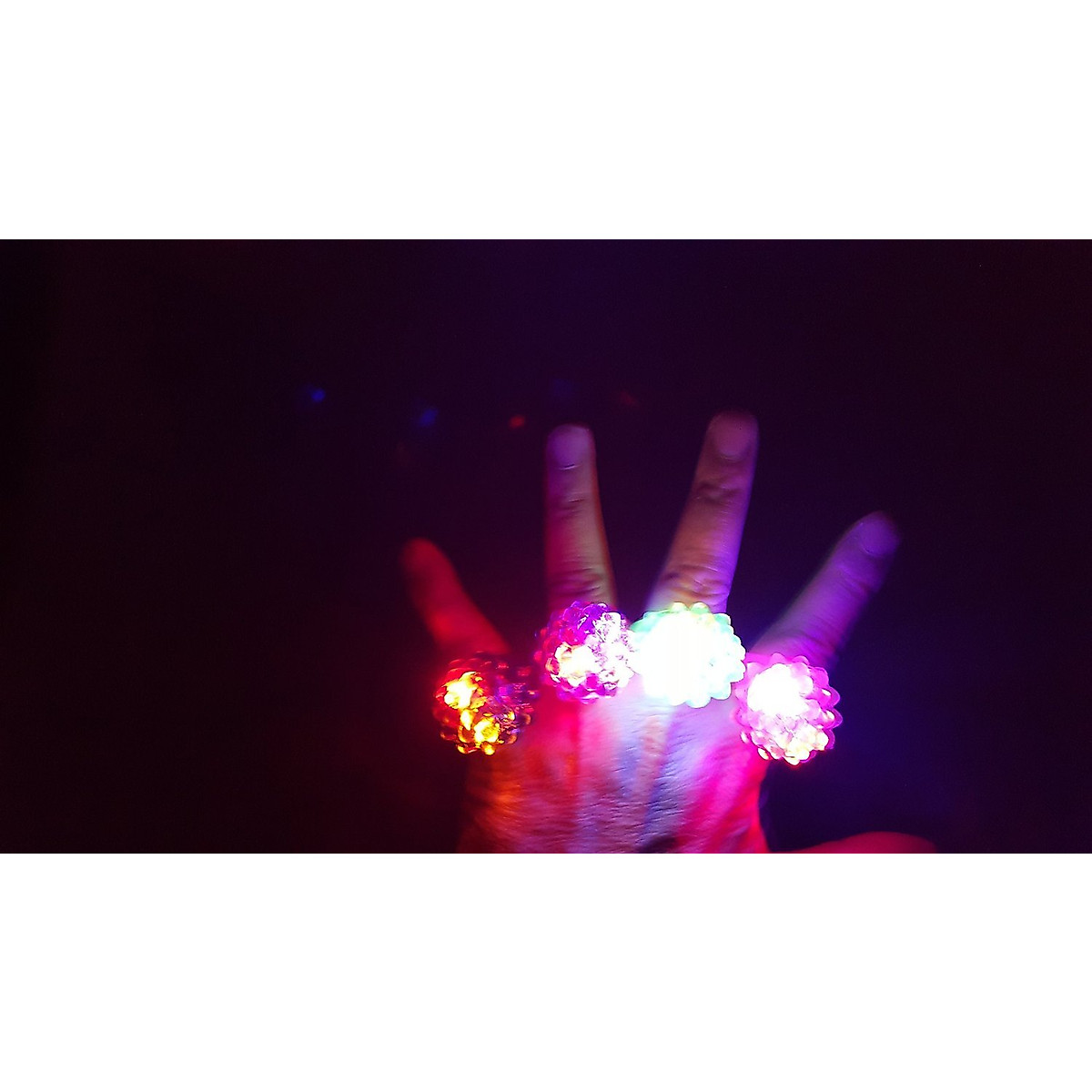 HND® Novety LED Flashing Light Up Jelly Bumpy Ring, For Party,Cutumes,Birthday,Wedding And Any Celebrations. 24-Pack