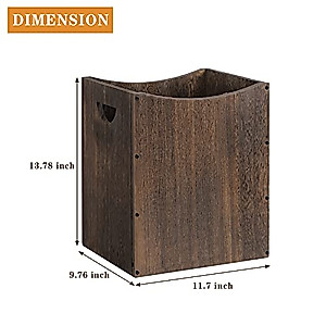 ETELI Wood Waste Baskets 2 Pecs Small Trash Cans Decorative Garbage Cans with Double Handles for Bedroom Bathroom Office Living Room, Brown