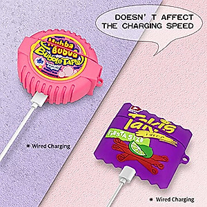 [2Pack] for Beats Studio Buds 2021 Case Cover, Cute Cartoon Silicone Protective Skin for 2021 Beats Studio Buds Case with Keychain for Girls Boys Kids Women Men (Purple Potato Chips+Bubble Gum)