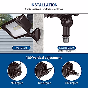 DEWENWILS 65W Flood Lights Outdoor, 6670 LM Super Bright(500W Equivalent) IP65 Waterproof Knuckle Mount LED Security Light, 5000K Daylight LED Flood Light for Garage, Patio, Yard, UL Listed, Browm