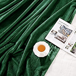 Rerelife Flannel Throw Blanket - Soft and Lightweight Blankets for Couch and Bed - Cozy Throw Fleece Blanket for Ultimate Comfor (Dark Green, 50x60in)