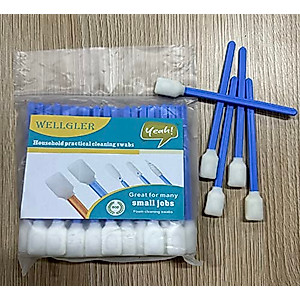Wellgler's 5.11" Foam Cleaning Swabs，for Electronics, Camera, Gun,Optical Lens Cleaning and Clean Inkjet Printer Roland