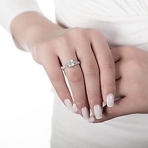 BERRICLE Sterling Silver Solitaire Wedding Engagement Rings 2 Carat Princess Cut Cubic Zirconia CZ Art Deco Promise Ring for Women, Rhodium Plated Size 6