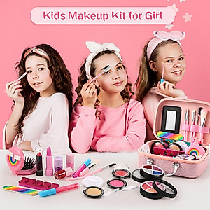 Kids Makeup Kit for Girl, Real Washable Kids Makeup Toy Kit, Little Girls Makeup Toy, Toddler Make up Set & Non-Toxic Cosmetic Set Age 3-12Year Olds Child Birthday Gift