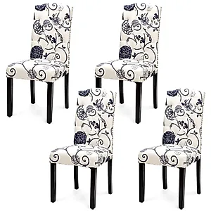 Giantex Dining Chairs Set of 4, Tufted Fabric Dining Room Chairs withe Nailedhead, Parsons Chairs with Padded Seat, Tall Backrest, Modern Upholstered Armless Dining Chairs for Kitchen, Dining Room