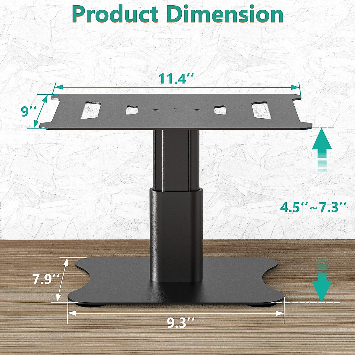 WALI Adjustable Monitor Stand, Height Adjustable Monitor Metal Riser for Computer, TV, PC, Laptop, Notebook, and all Screen Display (STT008-B), Black