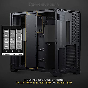 MagniumGear (MG-NE620QI_DBK02) NEO Qube 2 IM, Dual Chamber ATX Mid-Tower, Digital-RGB Infinity Mirror Front Panel, Front I/O USB Type C, Tempered Glass Panels, Black