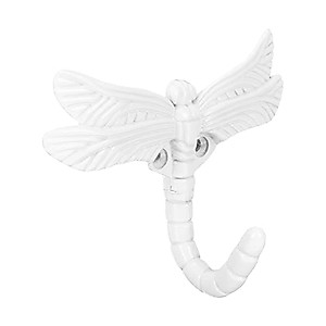ARTIBETTER 2 Sets Dragonfly Hook Wall Art Key Holders Laundry Utility Wall Racks Dragonfly Decorative Hook Hat Rack Heavy Duty Hook Dragonfly Key Hanger Clothing White Hand Towel Wrought Iron