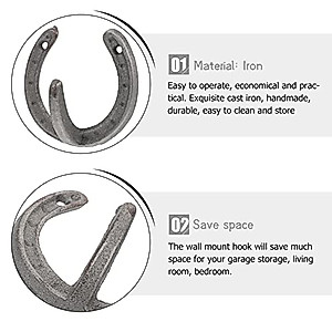 Happyyami Coat Hooks 4pcs Vintage Wall Hanger Cast Iron Horseshoe Hooks Heavy Duty Clothes Hanger for Hanging Coat Hat Key Towel