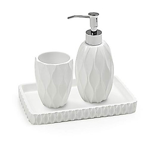 Roselli Trading Company Wave Bath Accessory Set, White