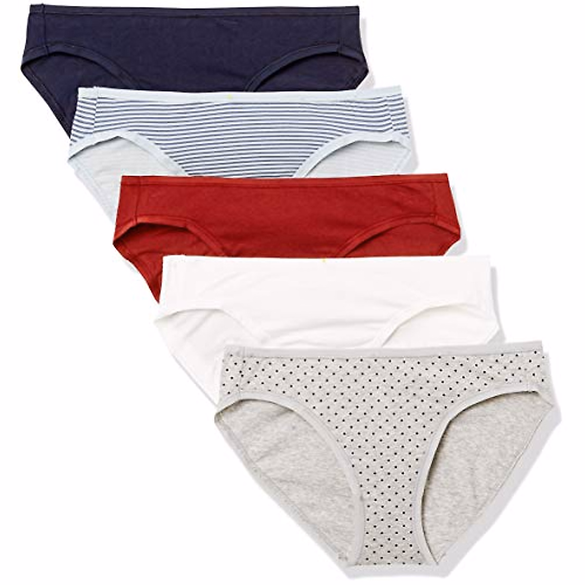 Amazon Essentials Women's Cotton Bikini Brief Underwear (Available in Plus Size), Pack of 10, Warm/Mixed Print, Large
