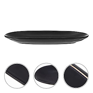 DOITOOL Ceramic Sushi Dish Oval Platter Tray Japanese Style Food Plate Dinner Plate Serving Trays Appetizers Plate for Home and Kitchen Black