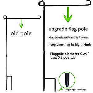 Akeydeco Garden Flag Stand & American Flag, Thin Blue Line Garden Flag with Anti-Wind Clip,Stopper,Weatherproof 2 Sided 12.5 x 18 Inch Patriotic US Flag Banner Keep Your Flags from Flying Away in High Winds