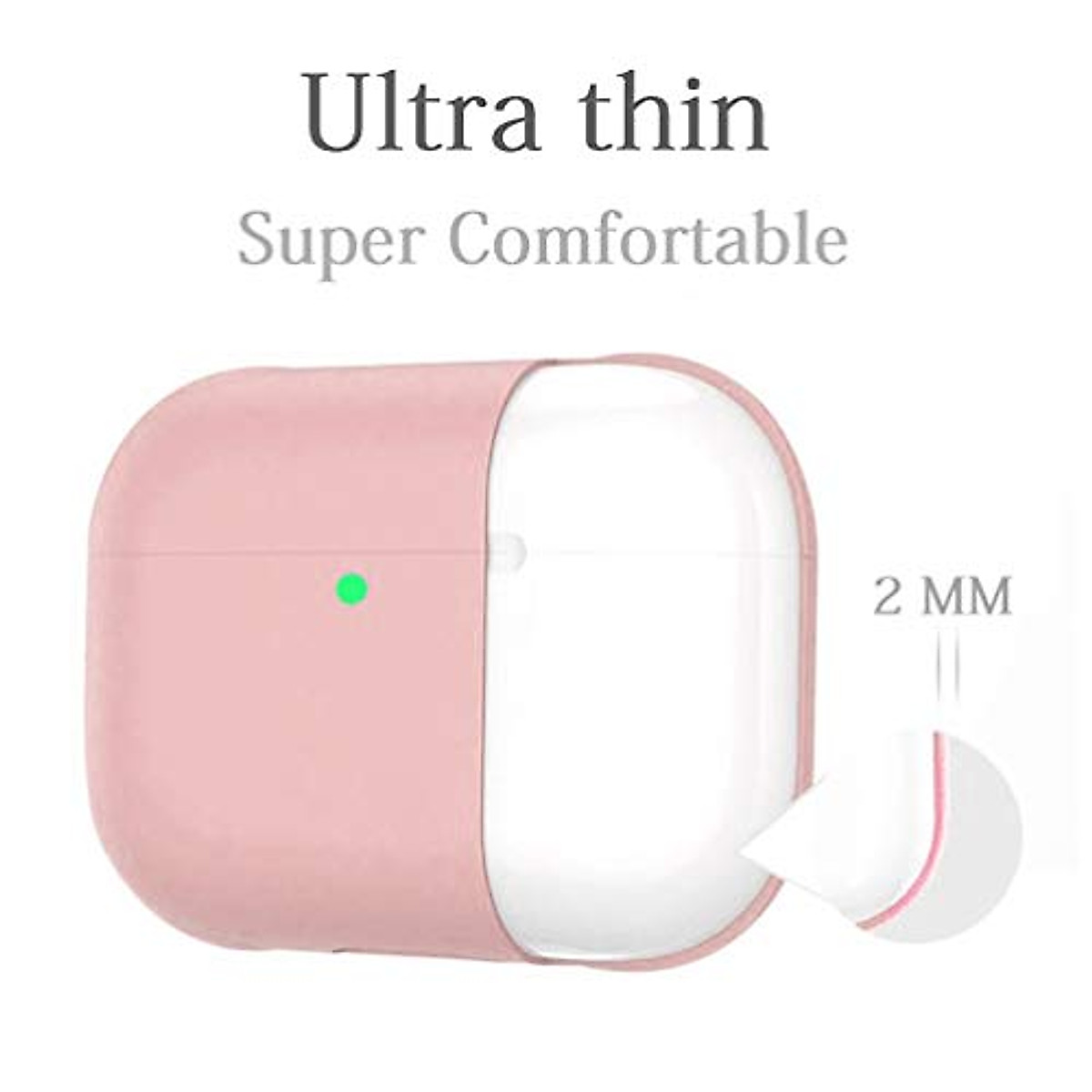 Airpods Pro Case Cover,AirPods Pro Case Protection No Keychain,Silicon Ultra-Thin Soft Cover Skin Compatible with Airpods Pro(Pink)