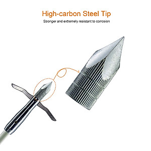 maifield Bowfishing Head 2 Mechanical barbs 2.5" Holding Area Archery Broadhead Fits 5/16" Fiberglass Arrow Shaft (6pcs per Pack)