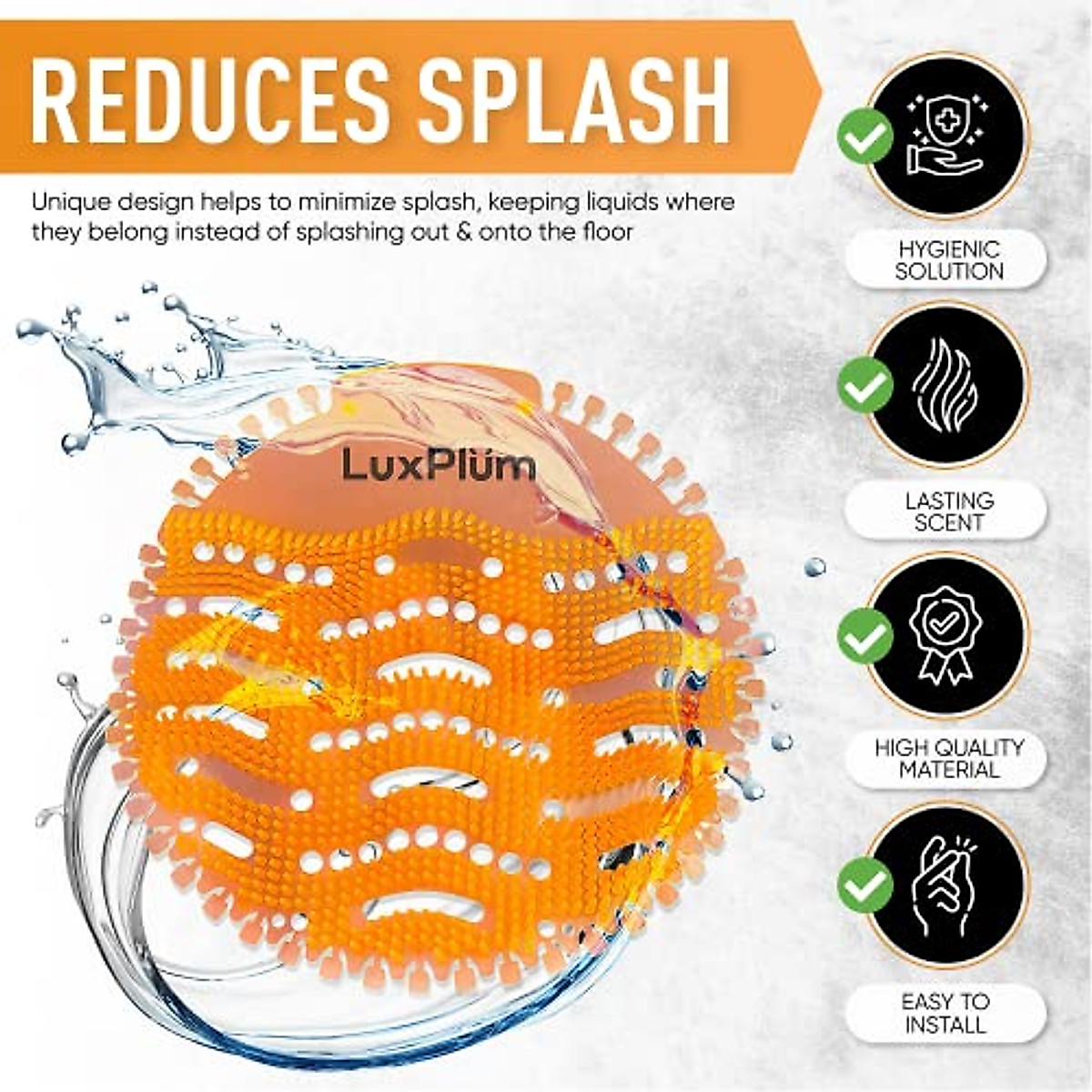Urinal Screens Deodorizer -10 Pack Urinal Screen Cakes with Lemon & Orange Essential Oil Scents - Fits Wet & Dry Urinals - Splash Reducing Mats with Long Lasting Odor Freshener (Orange)