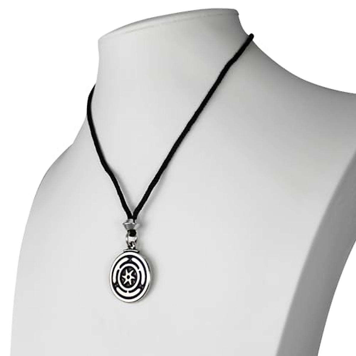 Pewter Wheel of Hecate Goddess Symbol Pendant Necklace