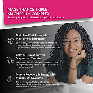 Intelligent Labs MagEnhance Magtein Magnesium Complex Supplement L-Threonate with Magnesium Glycinate and Taurate, 90 Capsules