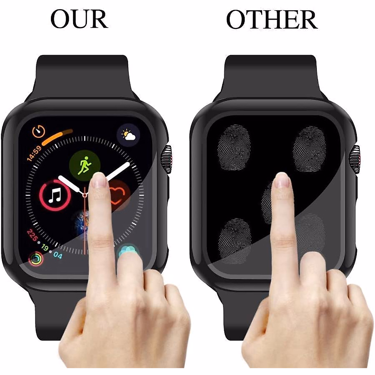 [2 Pack] Compatible for Apple Watch 42mm Series3/2/1 Tempered Glass Screen Protector with Hard Black Case, YMHML Full Coverage Easy Installation Bubble-Free Cover for iWatch Accessories