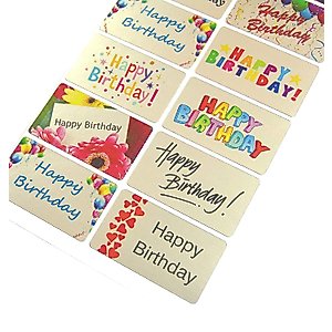 Minilabel Happy Birthday Greeting Stickers, Silver Self-Stick Labels For Cards, Envelopes, Craft, Decoration