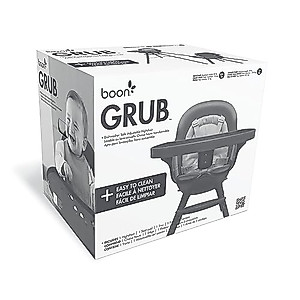 Boon GRUB Adjustable Baby High Chair - Convertible High Chair and Toddler Chair - High Chairs for Babies and Toddlers 6 Months to 6 Years - Dishwasher Safe - Gray