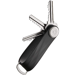 Orbitkey Active Rubber Key Organizer Jet Black Bottle Opener Compatible Key Organizer & Key Ring