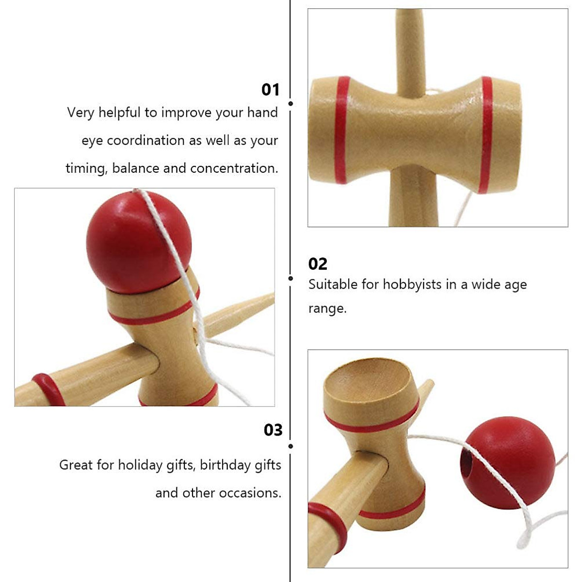 BESPORTBLE Wooden Tribute Kendama Toy Japanese Cup and Ball Catch Kadoma Game Ball in Cup Game Hand Eye Coordination Ball Catching Cup 2pcs