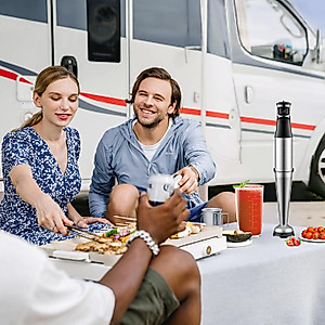 Generic Immersion Blender Handheld 5 in 1 Hand Blender Infinitely Variable Speed 800W Stick Blenders, Emulsion Blender for Kitchen, Soup, Smoothies, with Chopper, Whisk and Frother, small, sliver