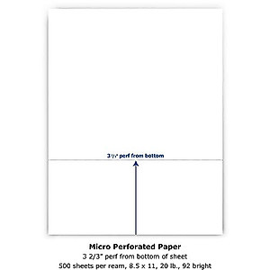 PrintWorks Professional 3 2/3" Perforated Paper, 500 Sheets, 20 lb, White (04124)