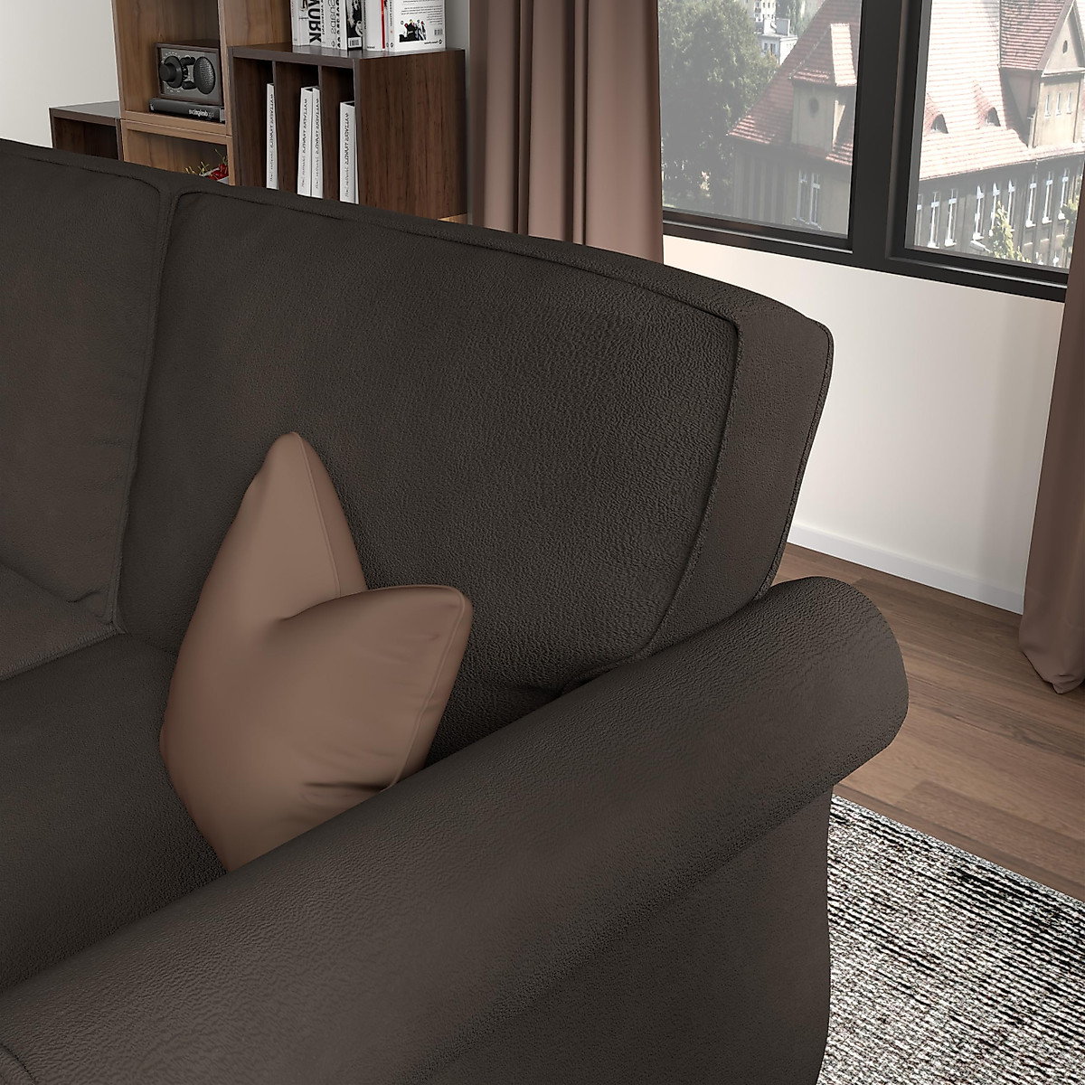 Lonkwa 57" Loveseat Sofa Couch, Upholstered Brown Couches for Living Room, 2 Seat Small Love Seat with Rounded Arms, Living Room Furniture Small Couches for Small Spaces, Apartment