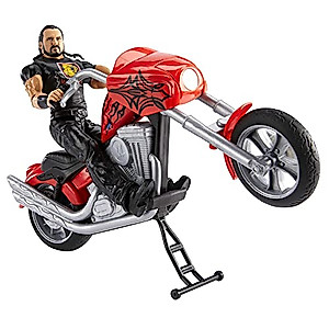 WWE Wrekkin Slam Cycle Motorcycle (10.5 in) with Wheelie Action and 9 breakable parts, with 6-in/15.24-cm Drew McIntyre Basic Action Figures; Gift for Ages 6 Years Old & Up