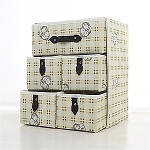 PILER Foldable Storage Box Bra Underwear Closet Organizer Drawer Divider Kit Set of 5 Dark Containers Divider with Drawers （blue）