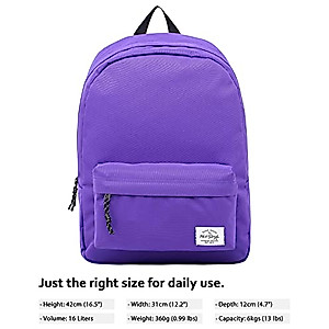 HotStyle SIMPLAY Classic School Backpack Bookbag, Purple