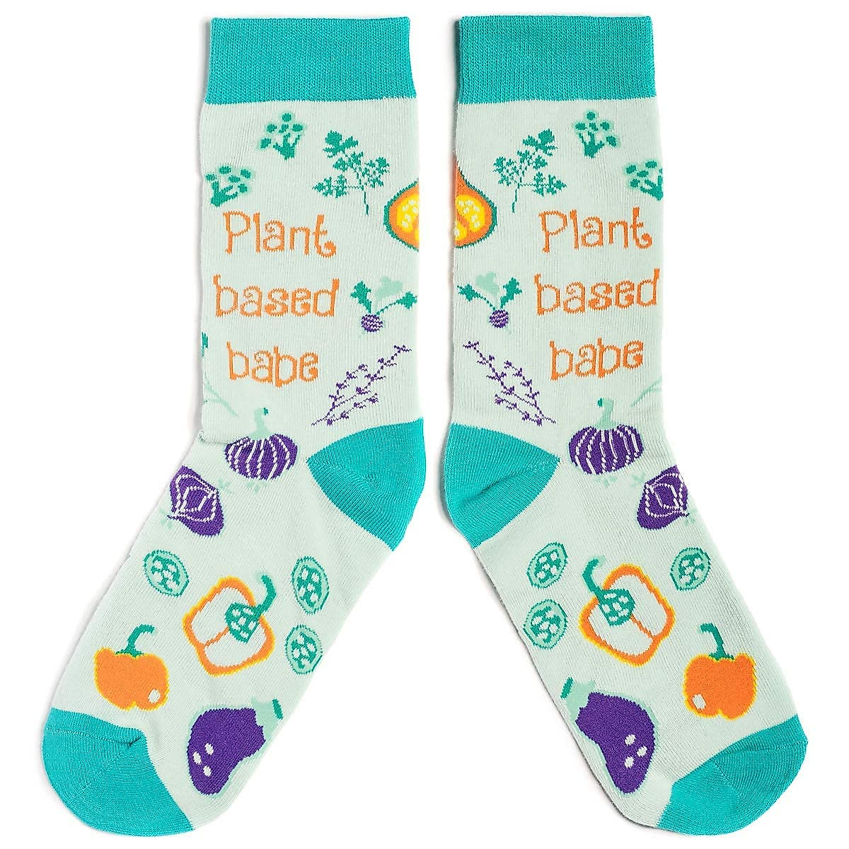 Lavley Funny Novelty Socks for Women - Unisex One Size Fits Most - Gifts for Her, Moms, Grandmas and More (US, Alpha, One Size, Regular, Regular, Plant-based Babe)