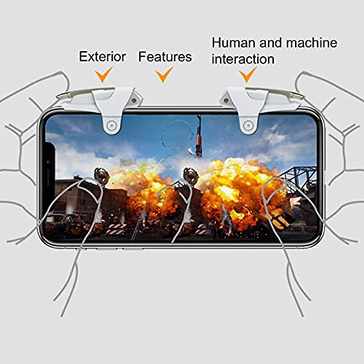 Washranp 2pcs Phone Gaming Triggers Second-Generation Chicken King Mini Metal Physical Button Free Fire Shooting Aim Key Controller Gamepads for Smart Phone White