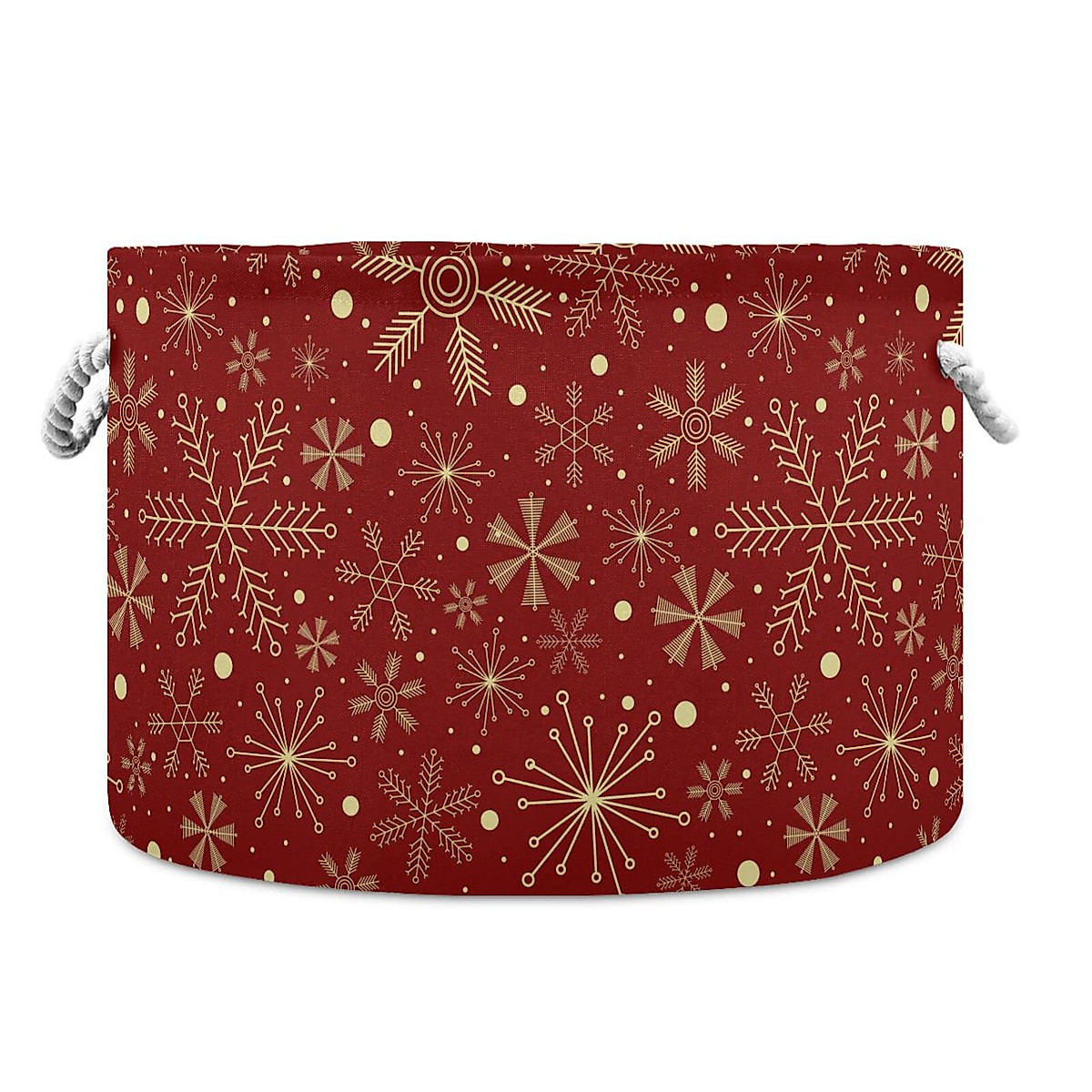 Large Storage Basket Christmas Snowflakes on Dark Red Toy Storage Box Organizer Bins with Handles Laundry Hamper Basket for Home Decor