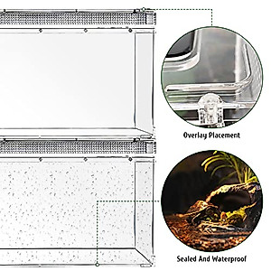 Hamiledyi Reptile PC Glass Terrarium, Amphibians Tank Starter Kits Transparent Small Lizard Habitat Enclosure Gecko Cage Accessories for Snake Lizard Turtle Frogs 12x9x7 Inch