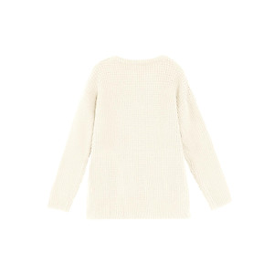 rrhss Girls Waffle Knit Sweaters Trendy Henley Button V Neck Long Sleeve Pullover Jumper Tops Off-White
