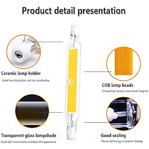 118mm 10W R7S LED Bulb (3 Pack) 100W Halogen Equivalent 118mm J-Type 10W 120V R7S Base 3000K Warm White J Type T3 118mm Double Ended Flood Light Bulbs 360°Beam Angle Landscape Lights,3-Pack